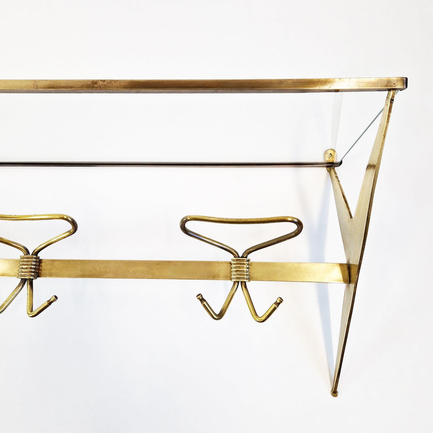 1950s Italian brass wall coat rack by Fontana Arte